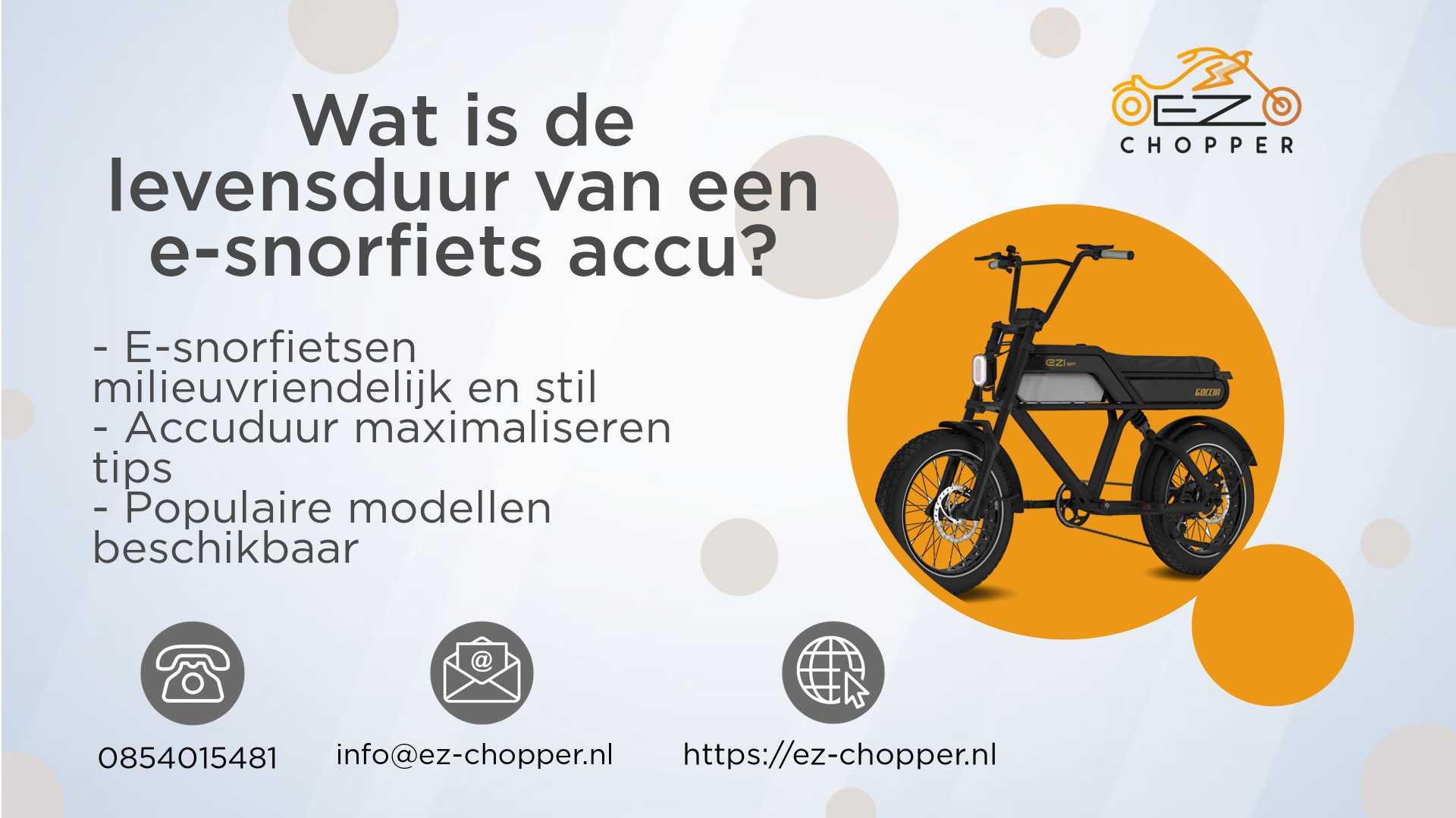 Wat is de levensduur van een e-snorfiets accu? | EZ-Chopper